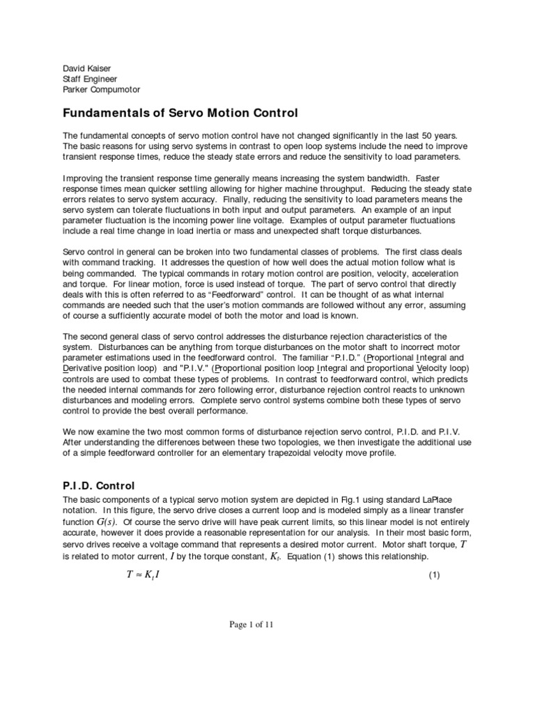 Servo Motion Control Fundamentals | PDF