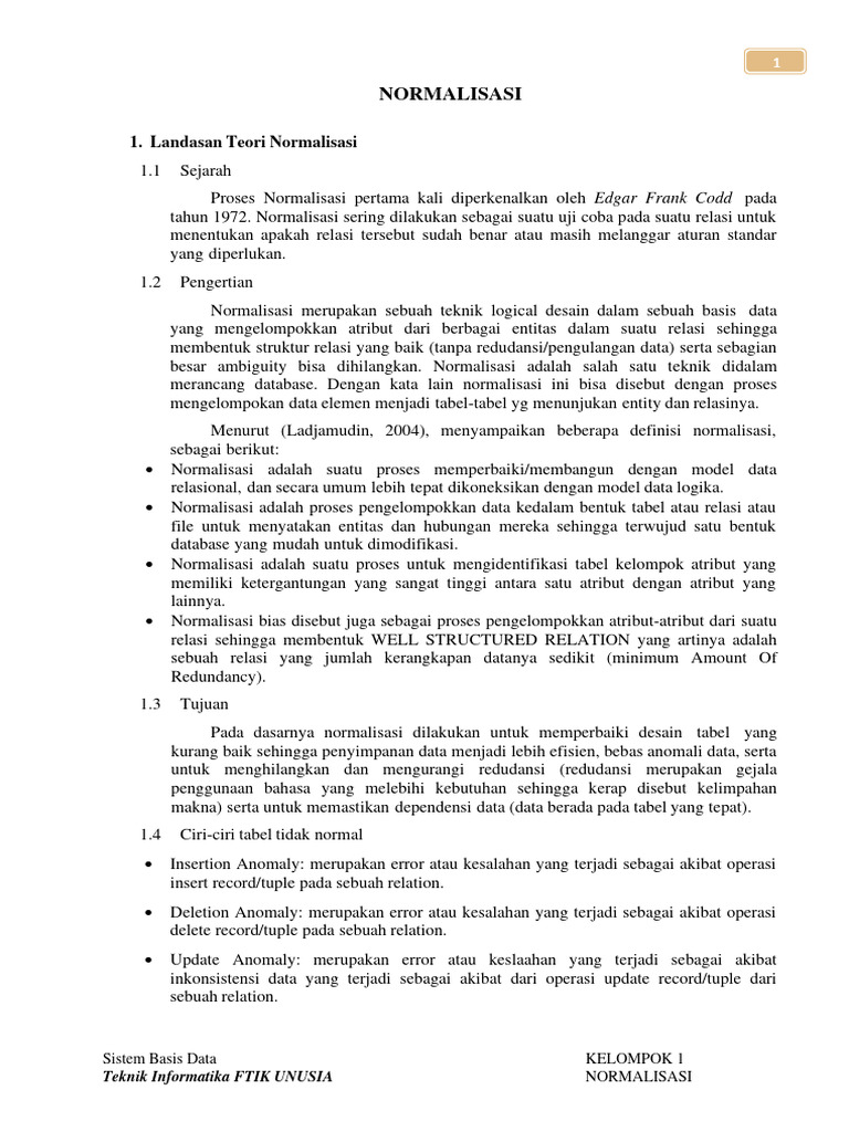 NORMALISASI | PDF