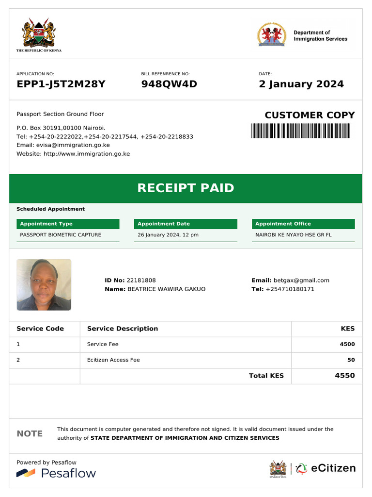 Epp1 J5t2m28y Immigration Receipt | PDF | Passport | Cultural Globalization