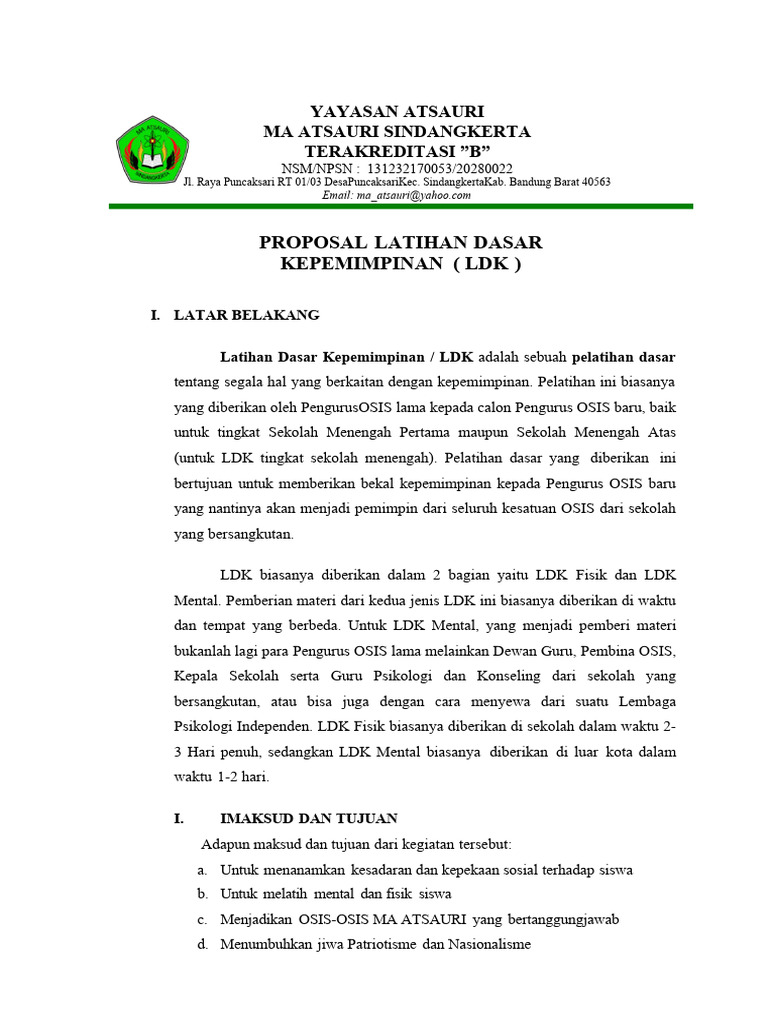 Proposal LDK MA Atsauri 2023 | PDF | Sains & Matematika