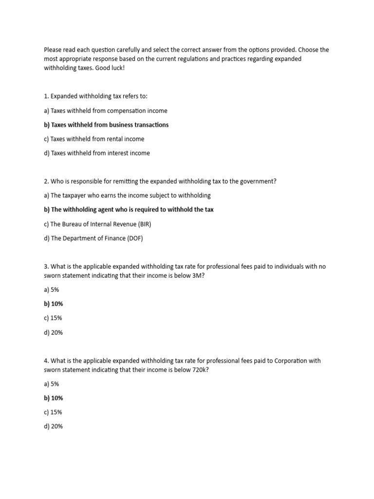 Ewt Exam - Formare | PDF | Taxes | Taxation