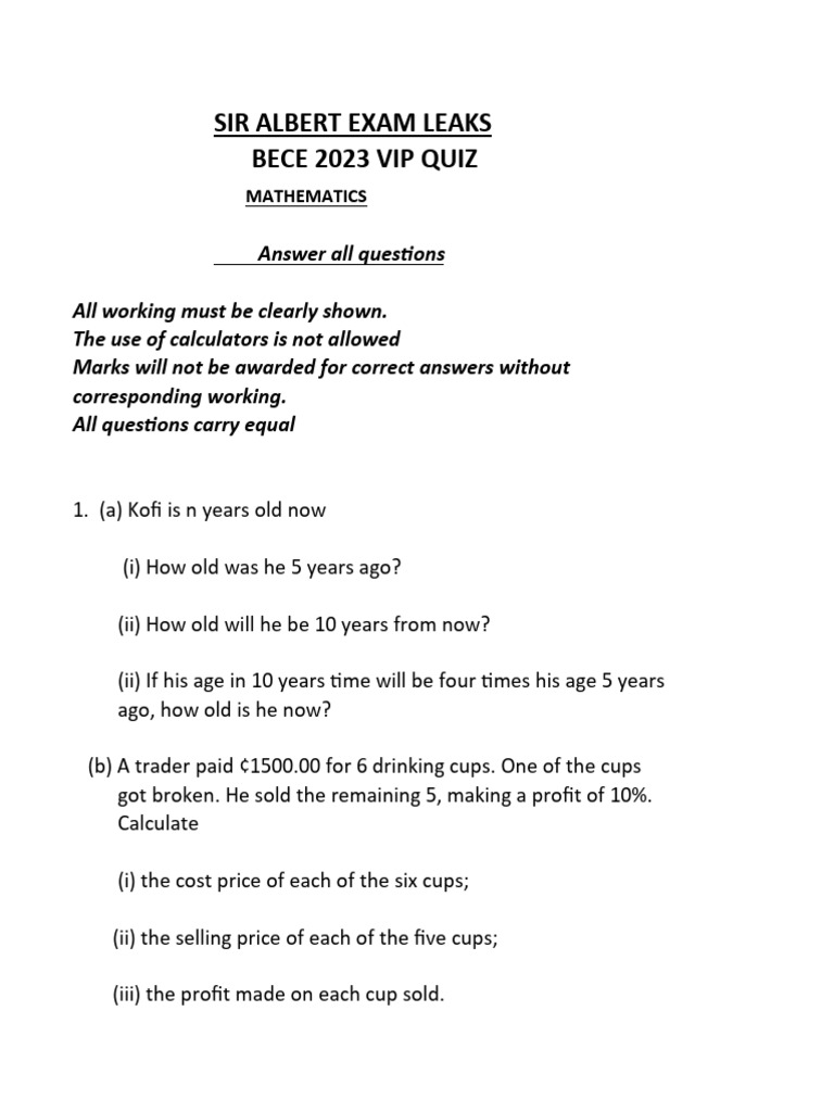 2023 Mathematics Vip Quiz | PDF | Area | Mathematics