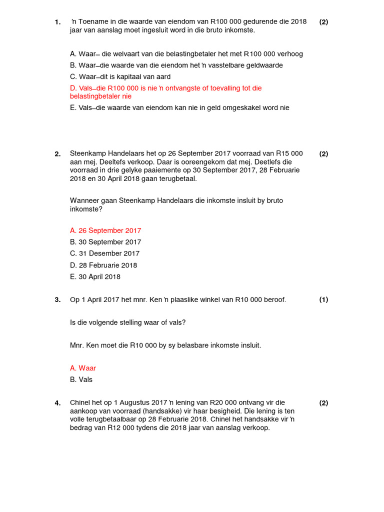 Inkomste oplossing | PDF