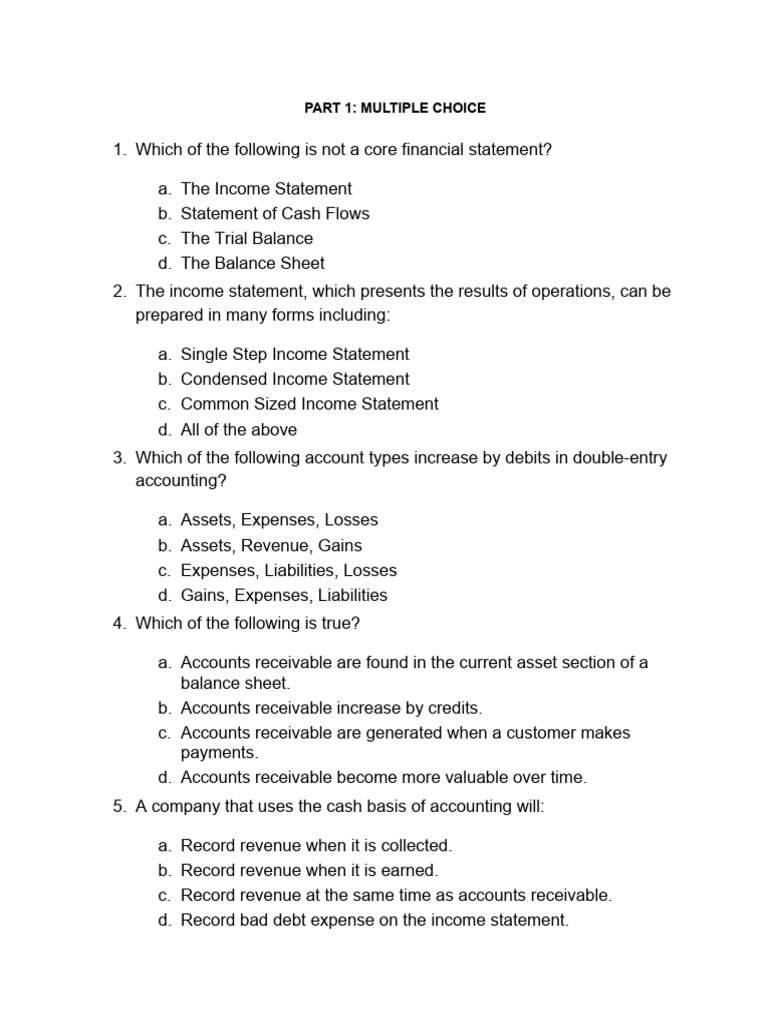 Basic Accounting Exam | PDF | Debits And Credits | Balance Sheet