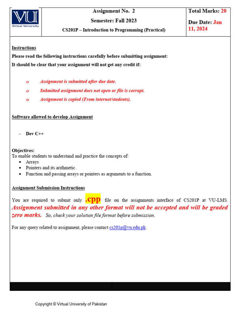 Fall 2023 - CS201P - 2 | PDF | Matrix (Mathematics) | Pointer (Computer Programming)