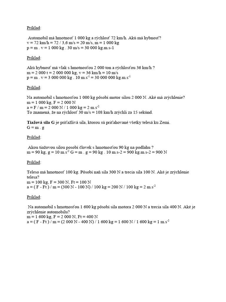 Príklady Na Newtonove Zákony | PDF