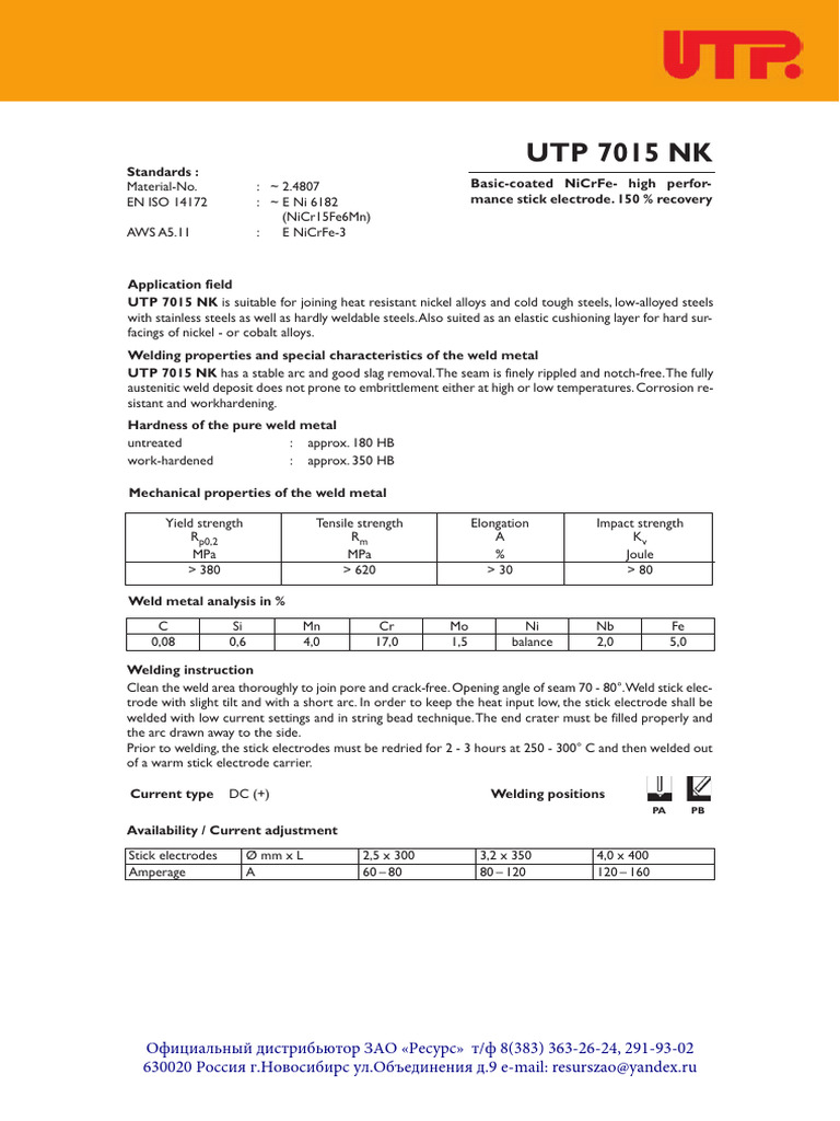 Utp 7015 NK | PDF | Welding | Construction