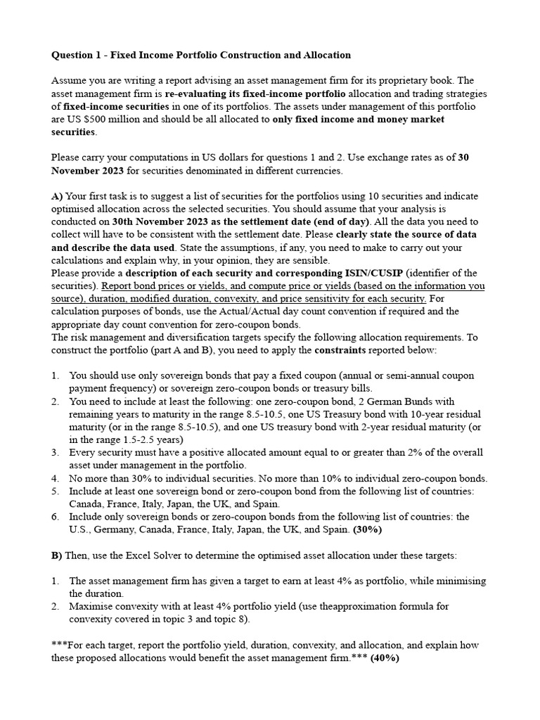 Assignment 1 | PDF | Bond Duration | Bonds (Finance)