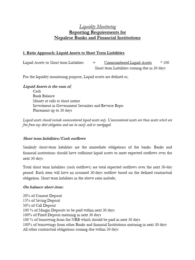 Liquidity Monitoring Framework-Liquidity Monitoring Framework | PDF ...