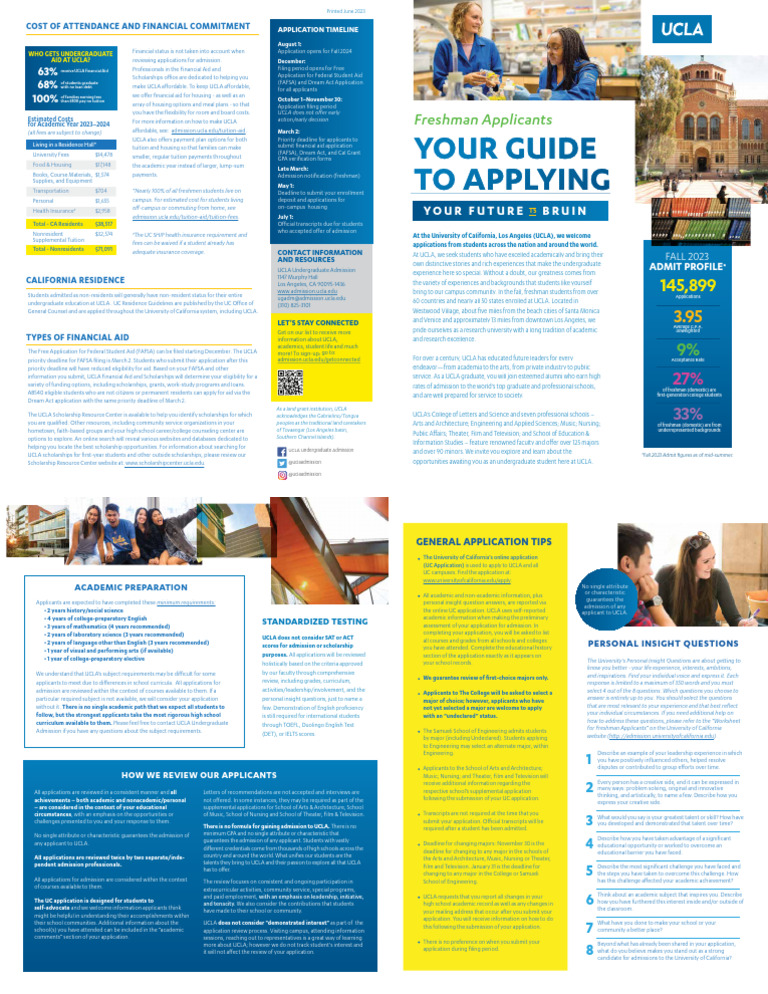UCLA Freshman Admission Guide 2023 0 | PDF | Student Financial Aid In ...
