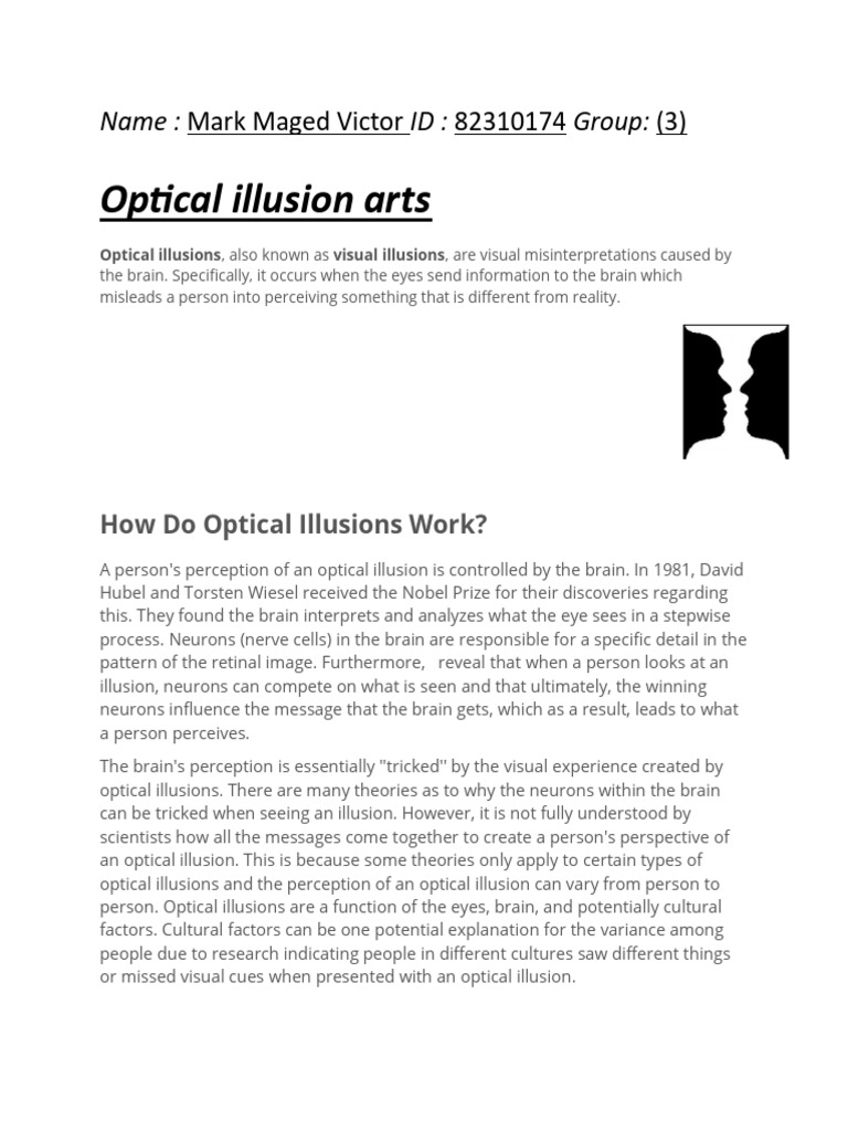 Optical Illusion Arts Pdf Illusion Perception