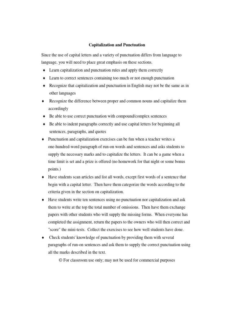 Capitalization and Punctuation - Removed | PDF | Quotation Mark ...
