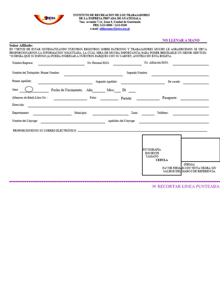 Solicitud Irtra Actual | PDF | Gobierno y personalidad