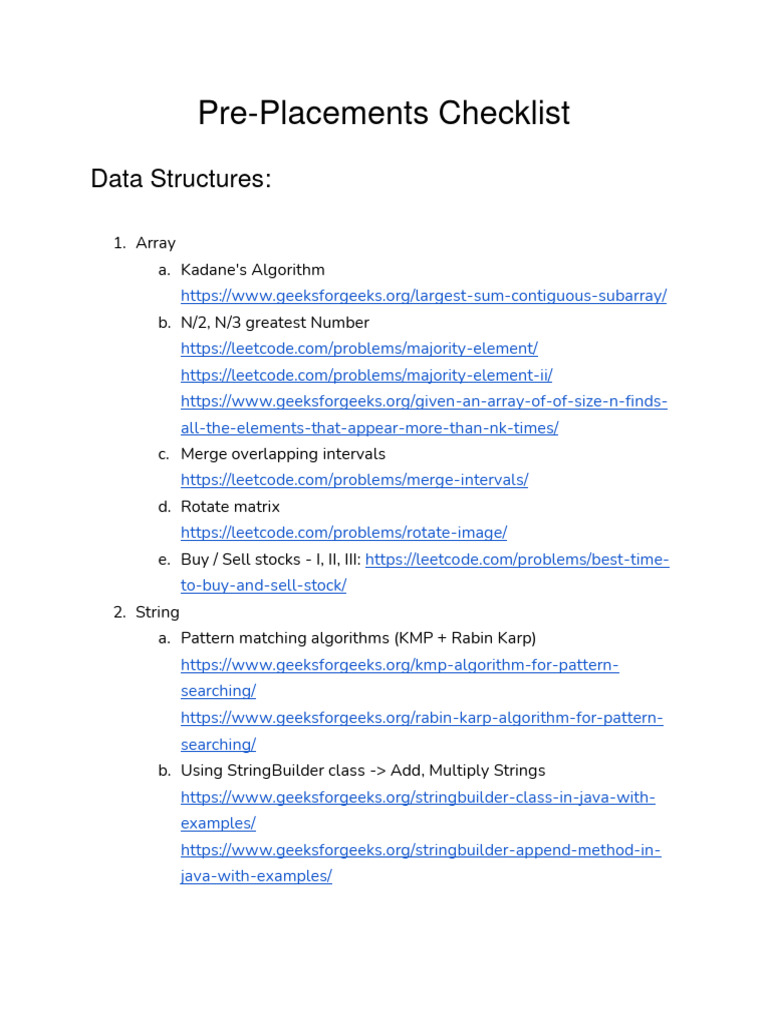 Pre-Placements Checklist | PDF | Computers