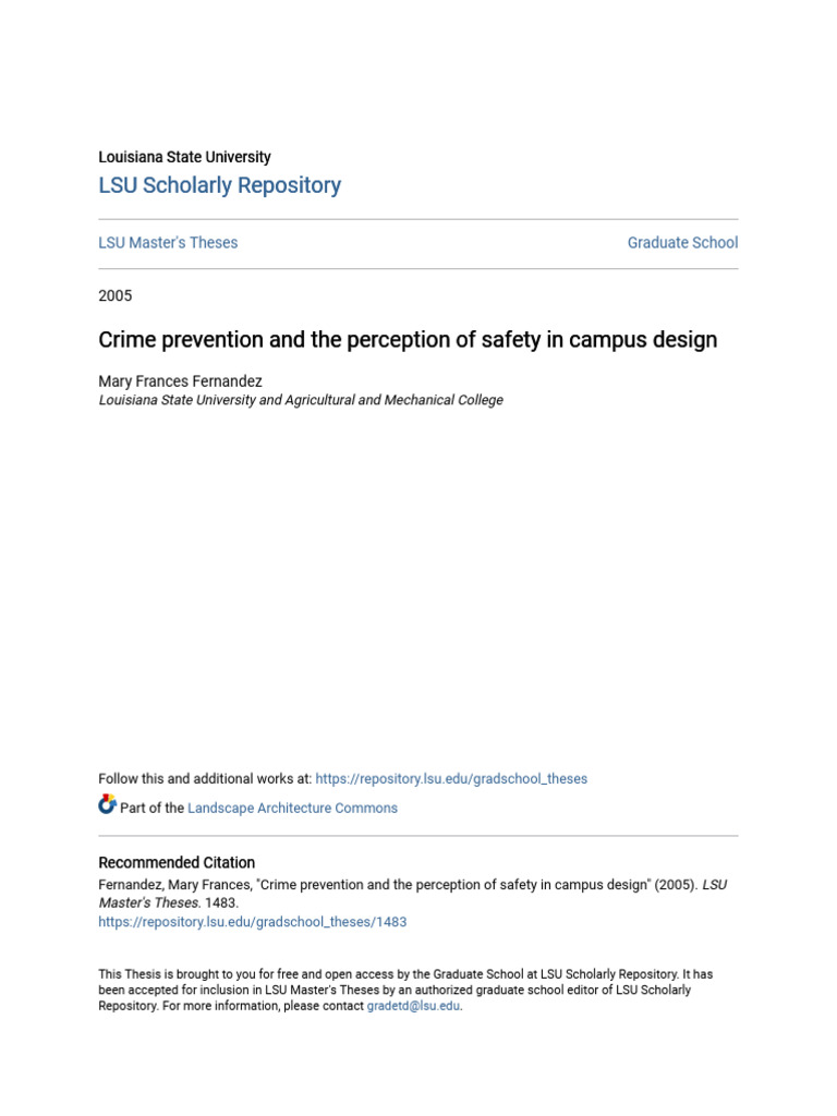 Crime Prevention and The Perception of Safety in Campus Design | PDF ...