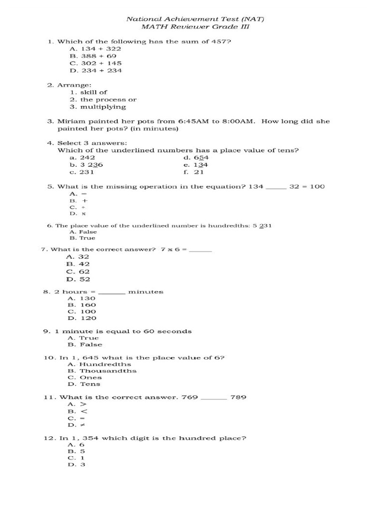 ELLNA Reviewer in Numeracy | PDF
