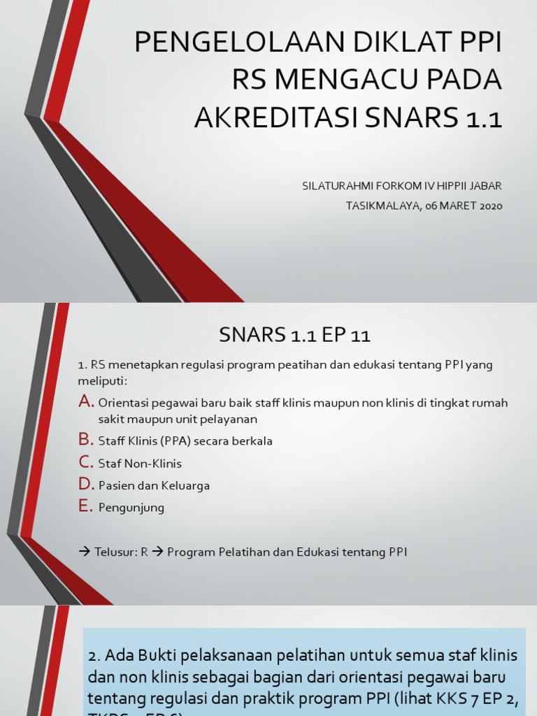 Pengelolaan Diklat Ppi RS Mengacu Pada Akreditasi Snars | PDF