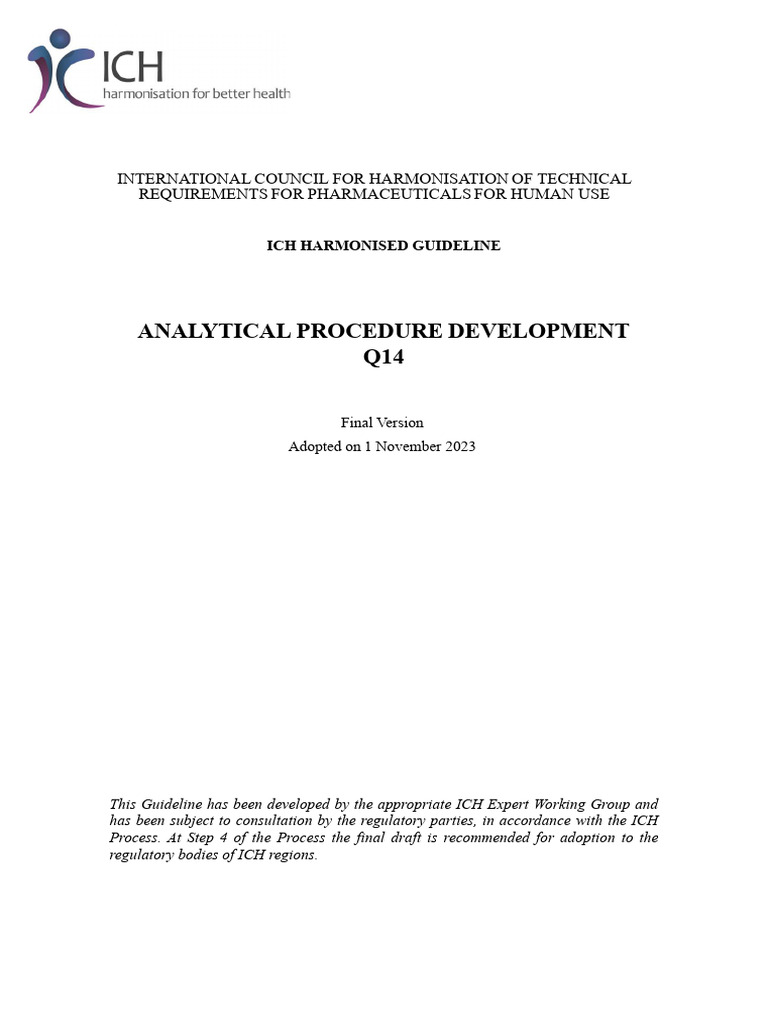 ICH Q14 Guideline 2023 1116 | PDF | Life Cycle Assessment | Sampling ...