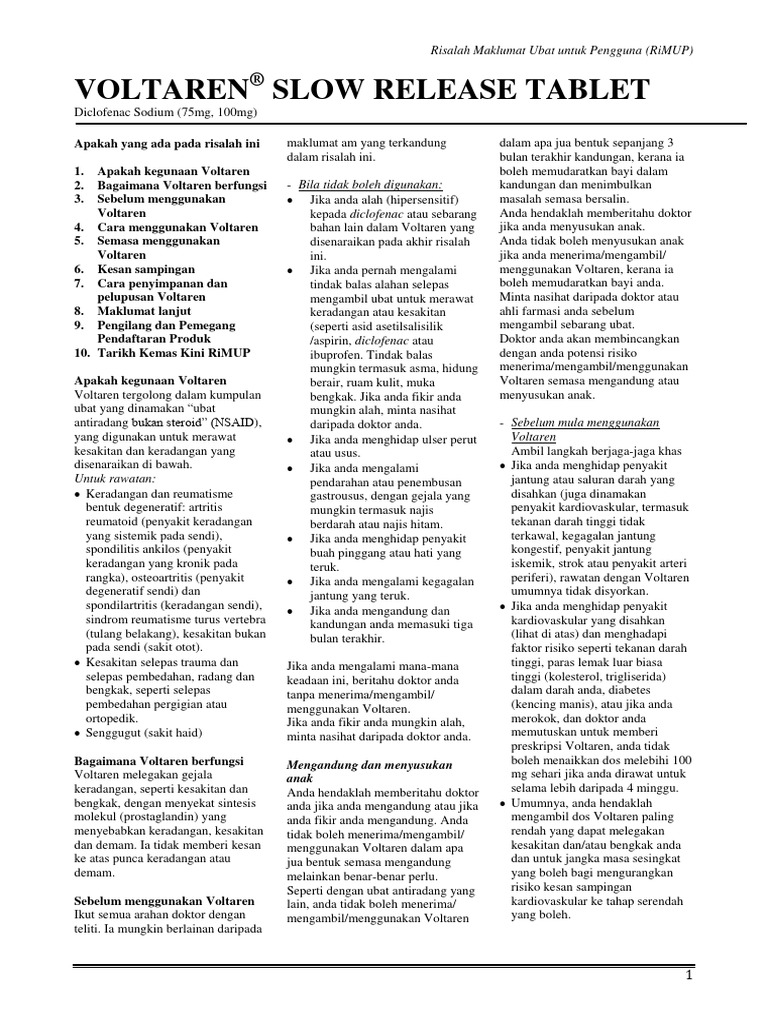 Voltaren Slow Release Tablet Diclofenac Sodium Novartis Corporation ...