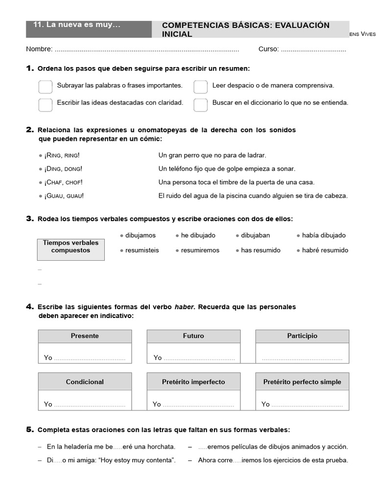 CB 11-15 Lengua 5 C Pruebas Eval-1 | PDF | Poesía | Cómics
