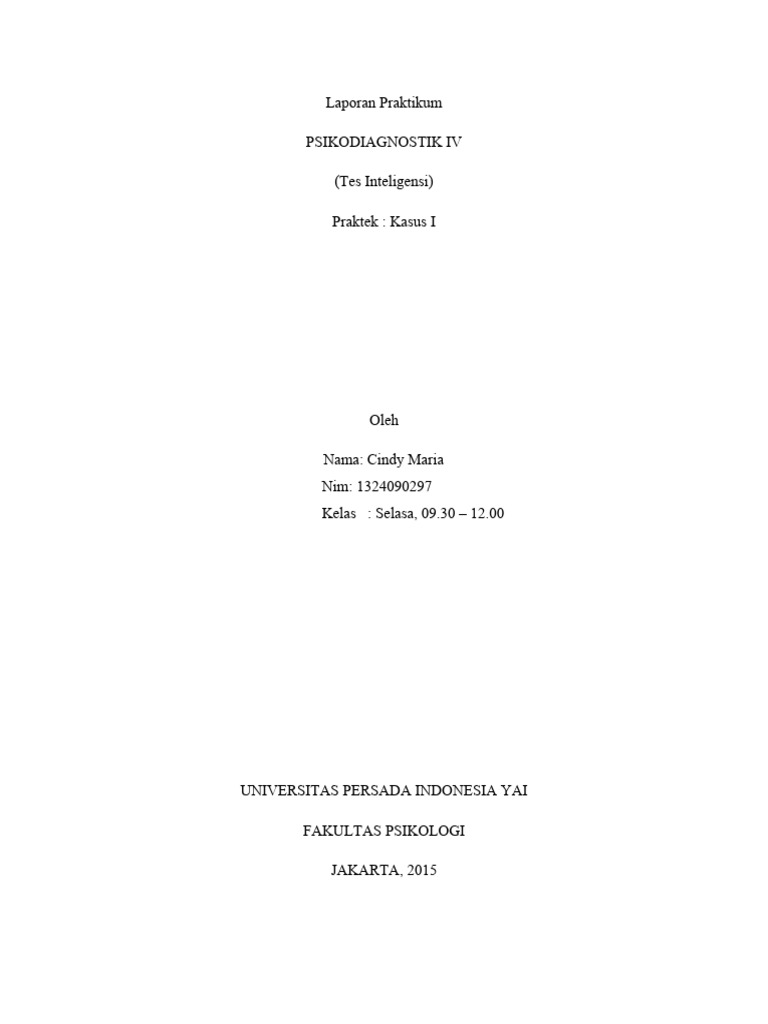 Laporan Tes Inteligensi Cindy Maria | PDF