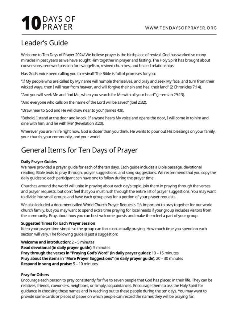 A Leader's Guide 10 Days 2024 | PDF | Prayer | God A Leader's Guide 10 Days 2024 | PDF | Prayer | God