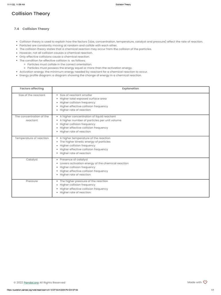 Collision Theory | PDF | Reaction Rate | Chemical Reactions
