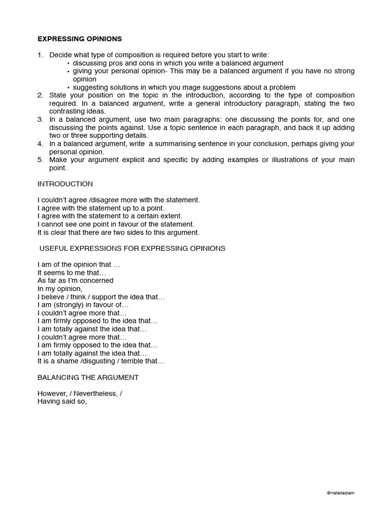 Opinion Essay Writing Frames | PDF