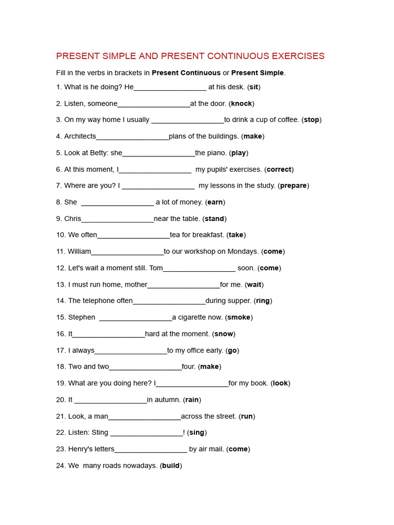 Present Contious Present Simple | PDF | Home & Garden