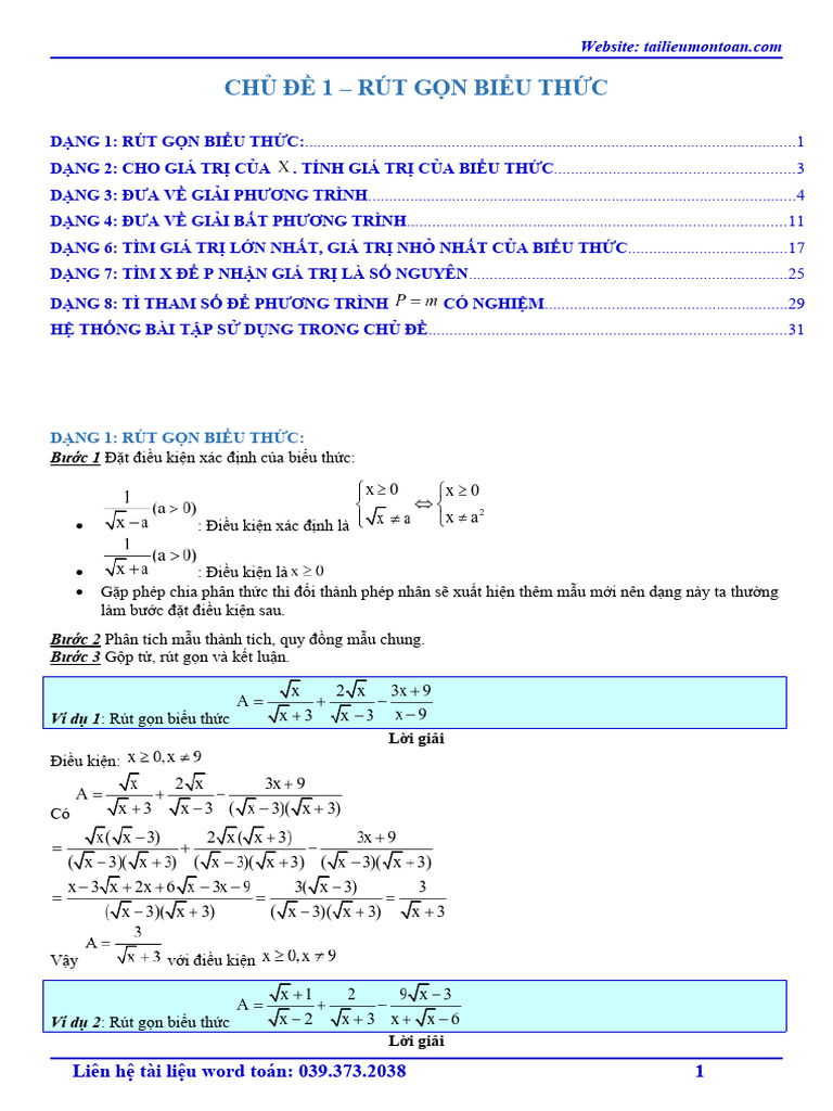 Chu de 1 Rut Gon Bieu Thuc | PDF