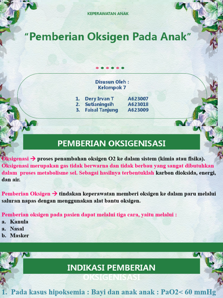 Kelompok 4 PPT Pemberian Oksigen Pada Anak | PDF | Sains & Matematika