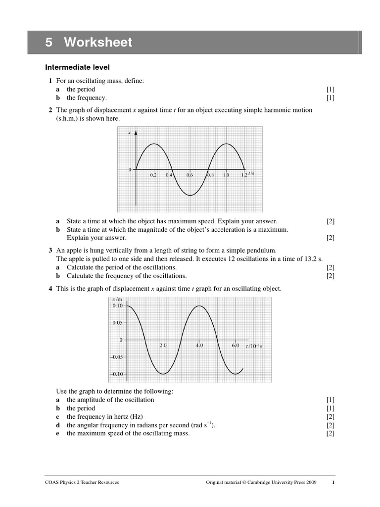 Oscillation Worksheet 2 | Download Free PDF | Oscillation | Frequency