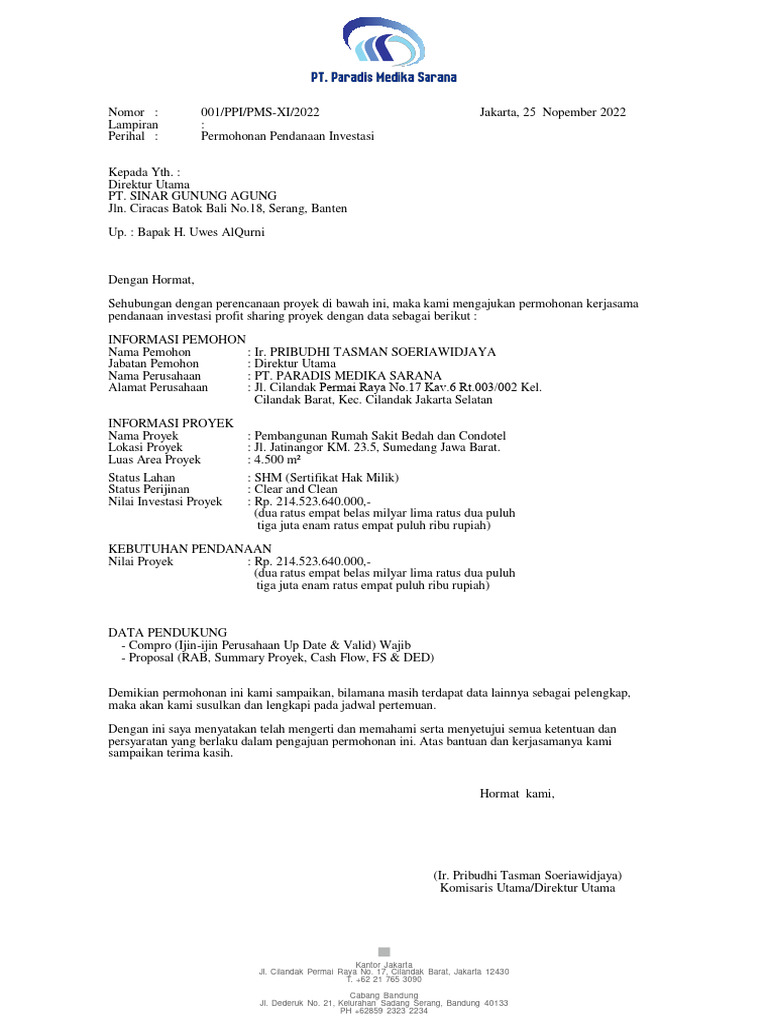 Surat Permohonana PT Saga | PDF