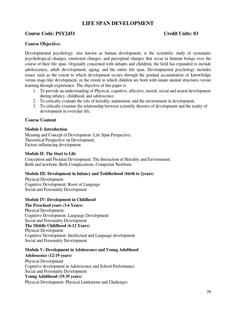 Life Span Development | PDF | Developmental Psychology | Family
