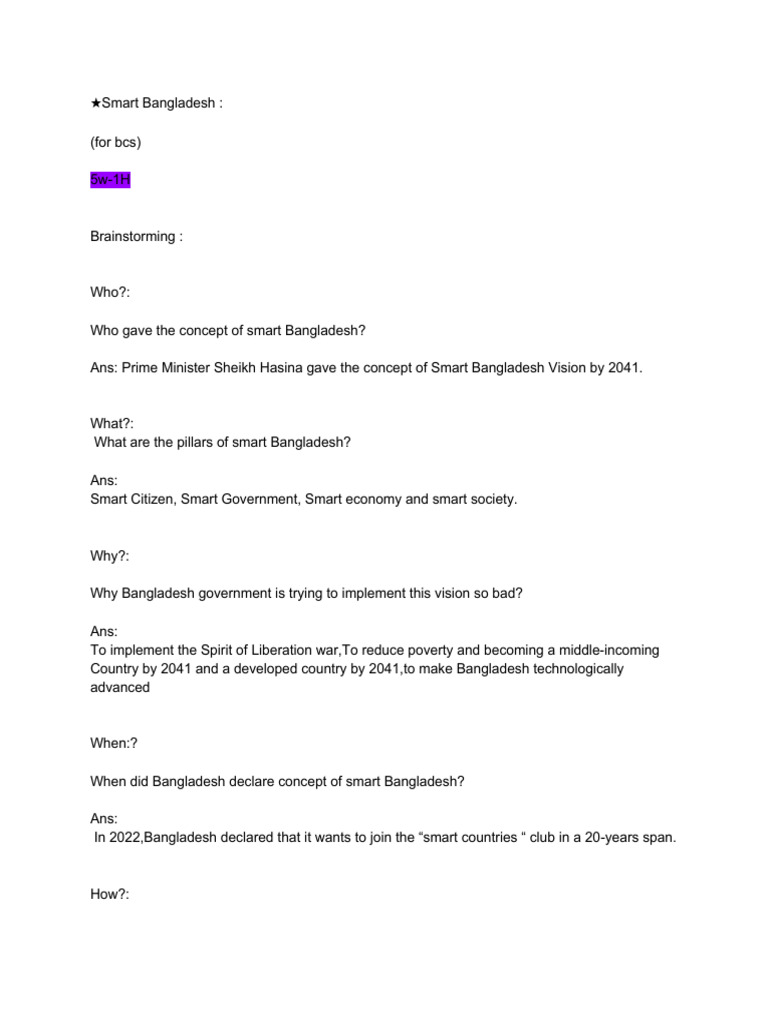Smart Bangladesh Sample PDF | PDF