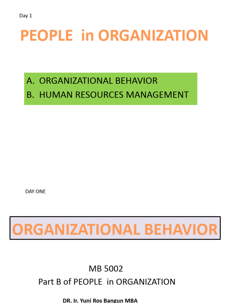 PIO ORGANIZATIONAL BEHAVIOR Introduction Day 1-1 | PDF | Organizational Behavior | Behavior