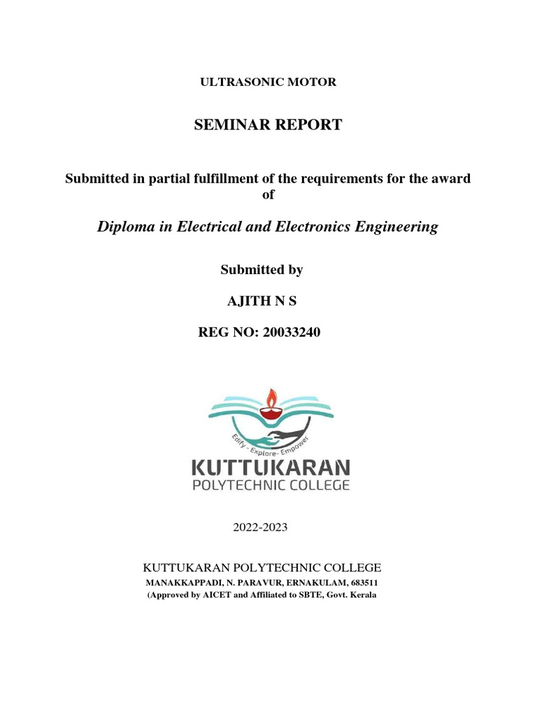 Report Front Page, Certificate Page Ajith | PDF