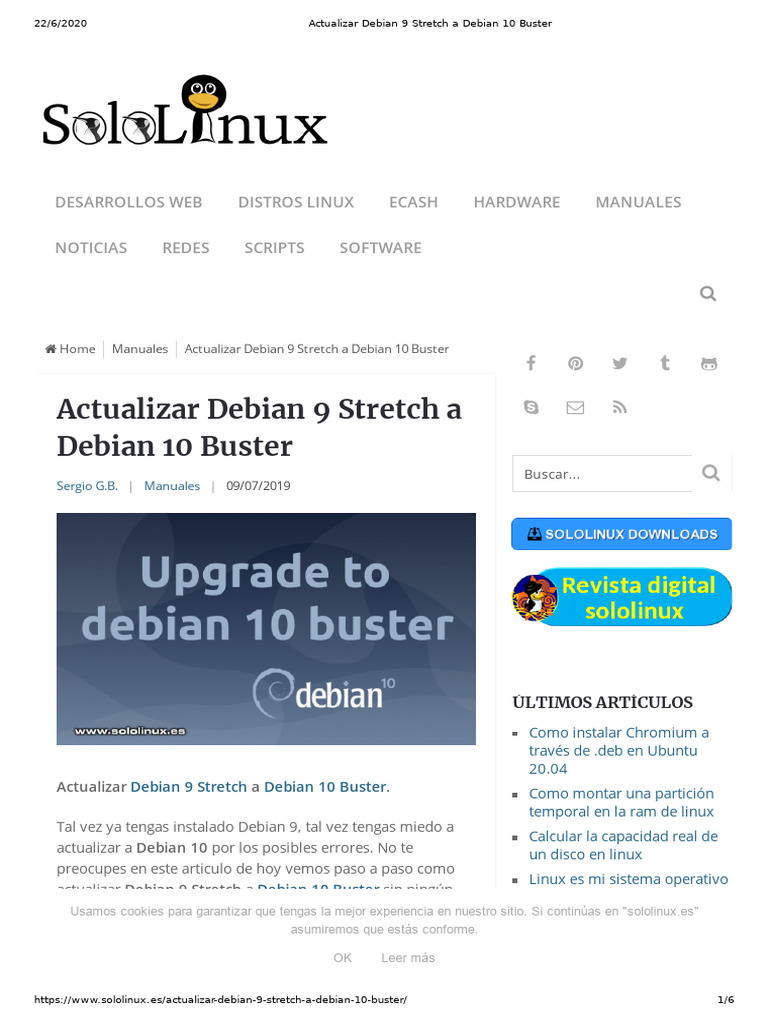 Actualizar Debian 9 Stretch A Debian 10 Buster | PDF | Distribución de Linux | Software del sistema