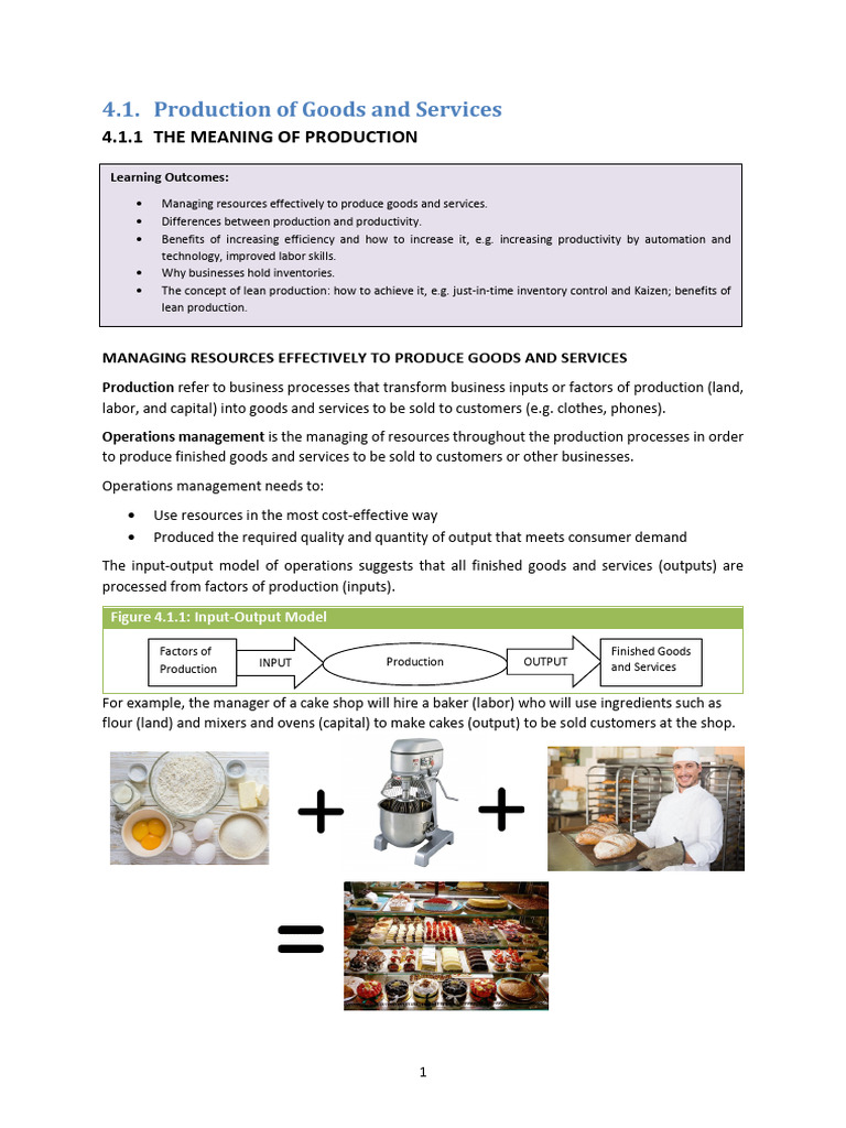 4.1 Production of Goods and Services (1) | PDF | Lean Manufacturing | Inventory