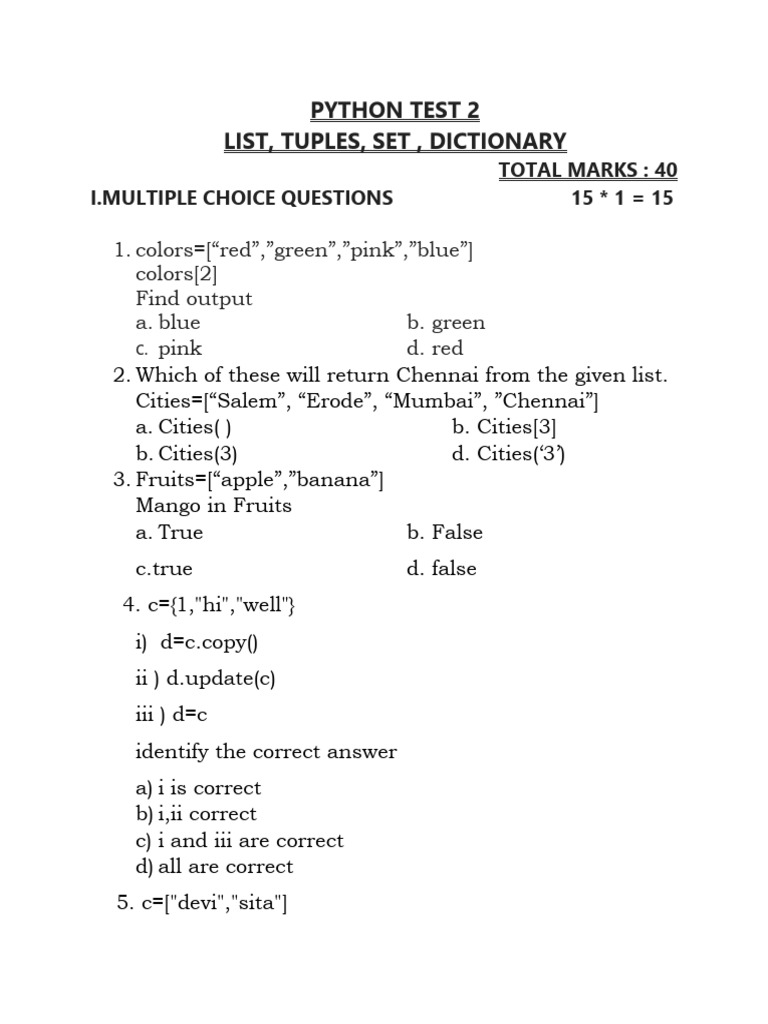 Test 2 Python | PDF | Software Development | Computer Science
