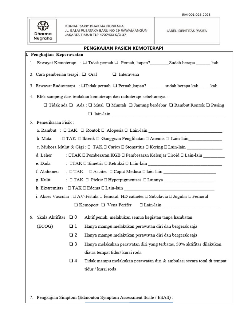 Pengkajian Kemoterapi | PDF