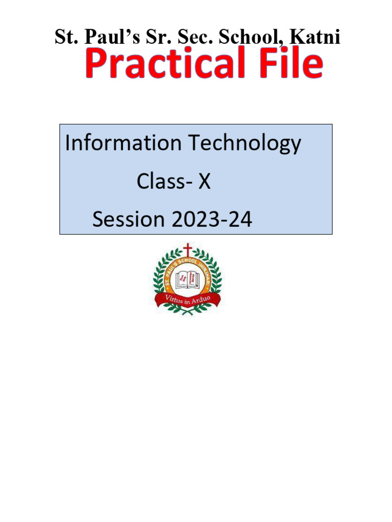 10th IT Practical File 2023-24 - 231023 - 203216 | PDF | Worksheet ...