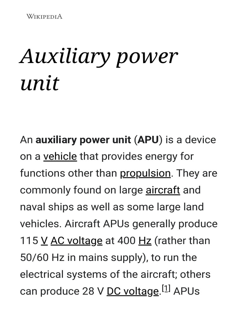 Auxiliary power unit | PDF | Mechanical Engineering | Vehicle Technology
