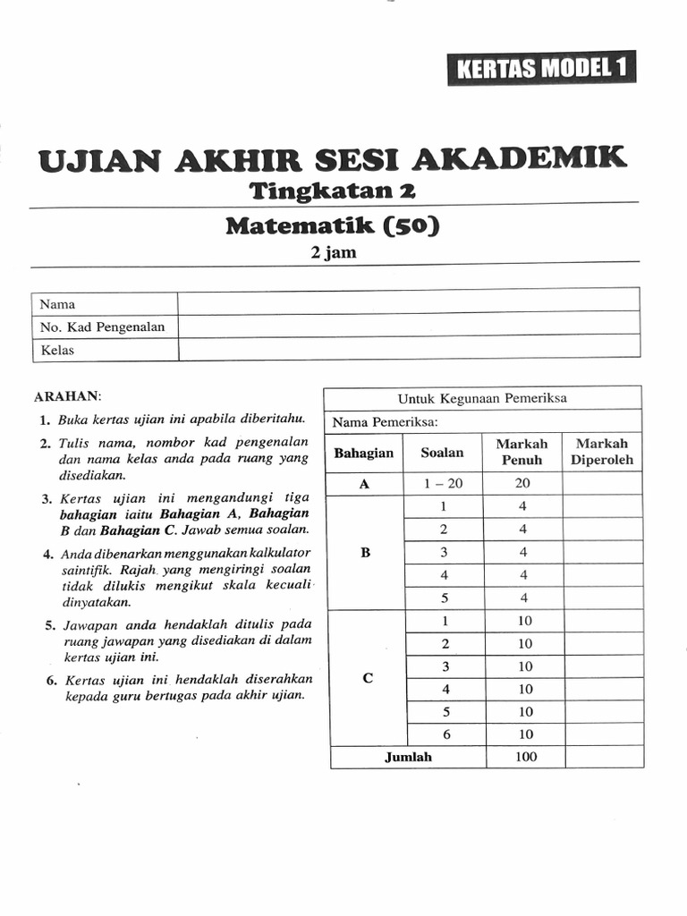 Uasa t2 KM Set 1 BHG A | PDF