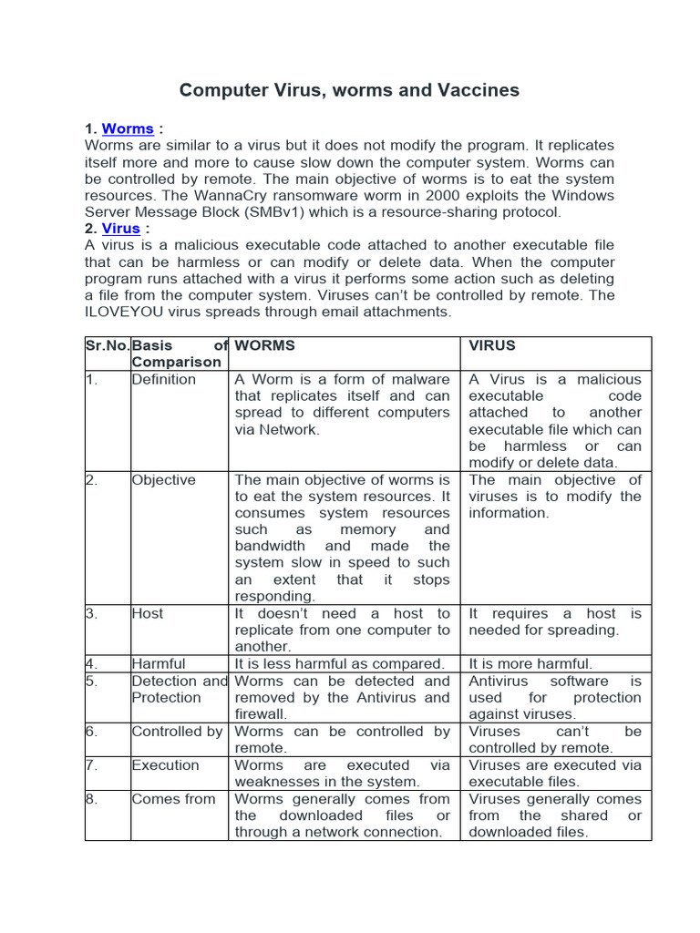 Virus, Worms and Vaccines | PDF | Computer Virus | Antivirus Software