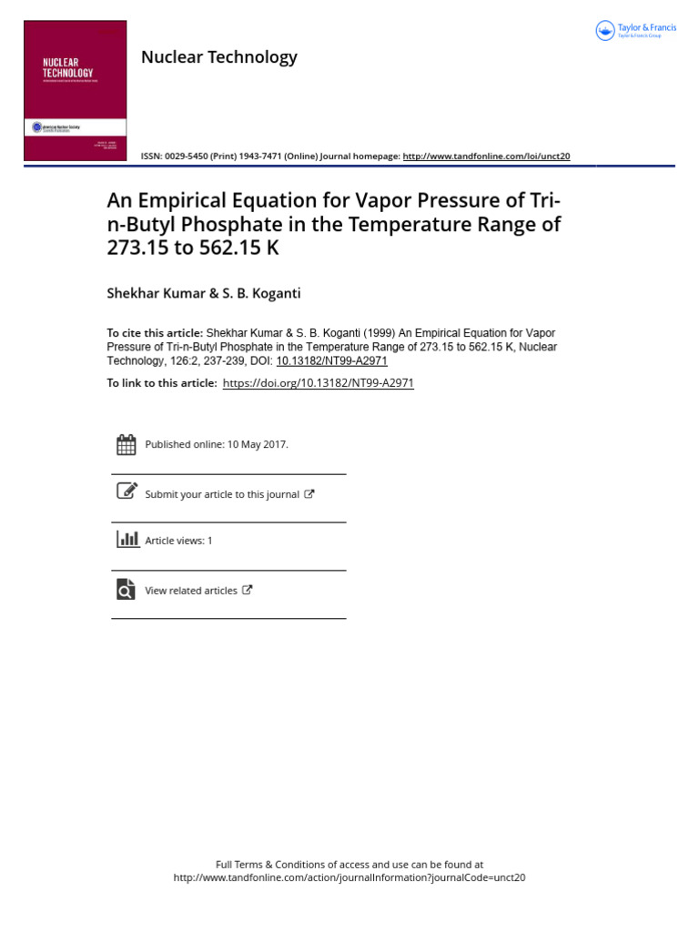 PP.1999 - An Empirical Equation For Vapor Pressure of TBP | PDF ...