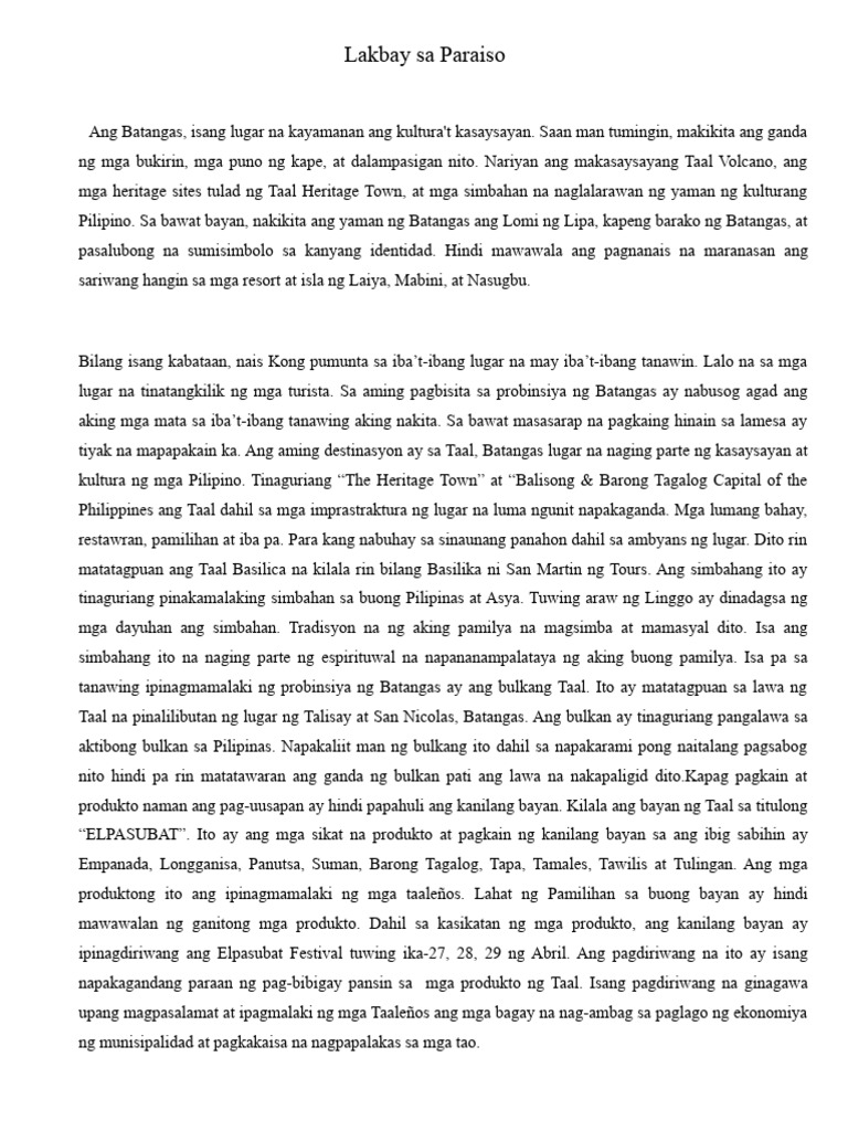 Lakbay sa Paraiso | PDF