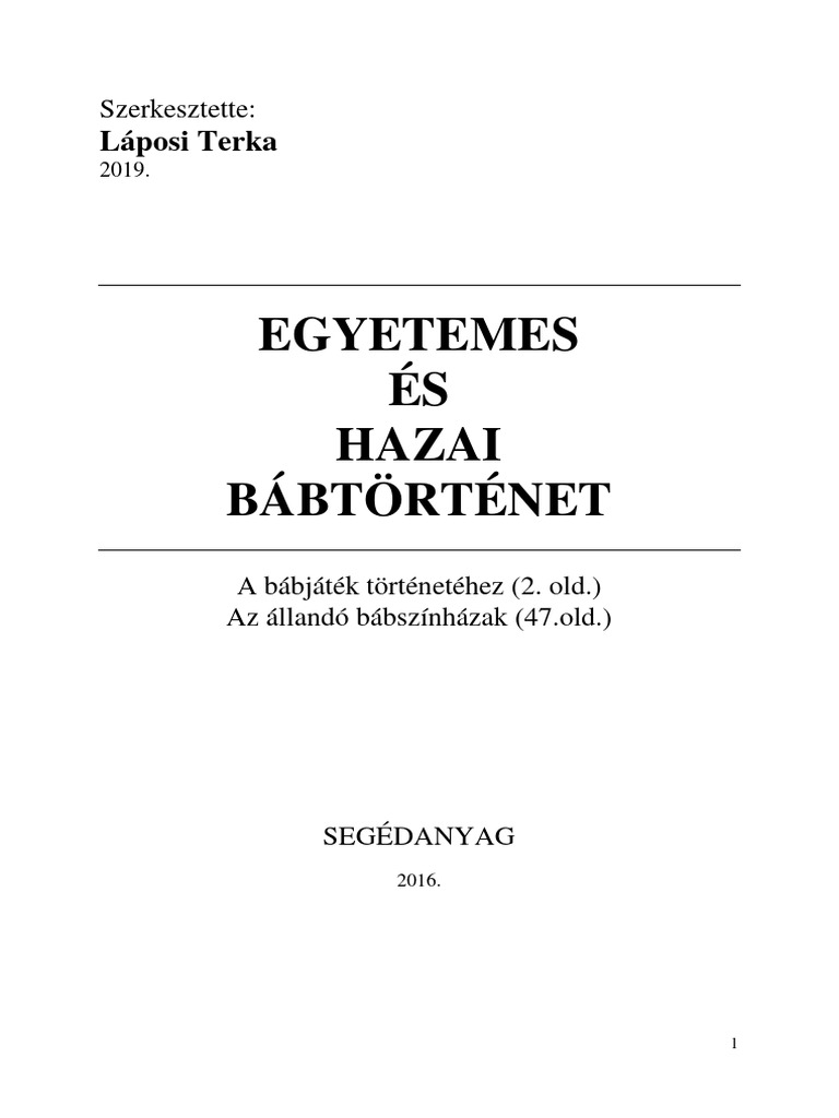EGYETEMES ÉS HAZAI BÁBTÖRTÉNET | PDF