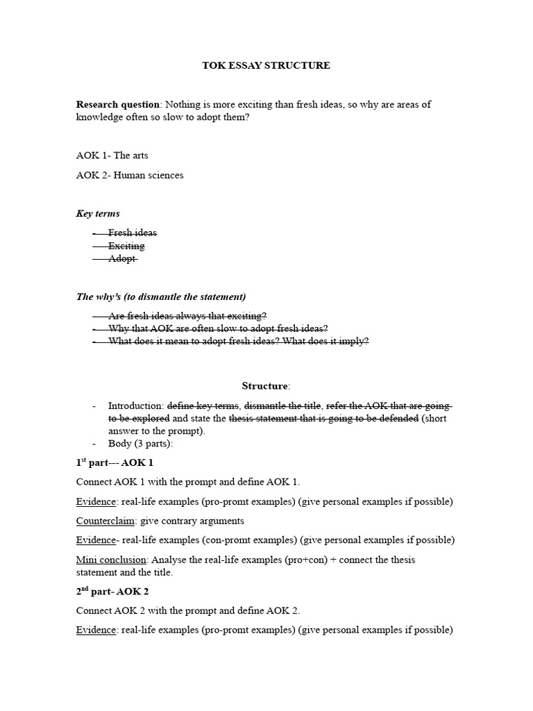 Tok Essay Structure Pdf Knowledge Experience