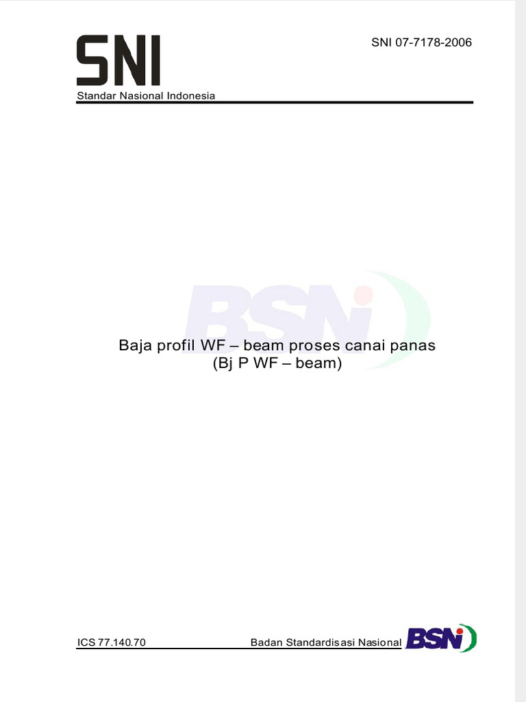 SNI 07-7178-2006 Baja Prof Il WF - Beam Proses Canai Panas | PDF